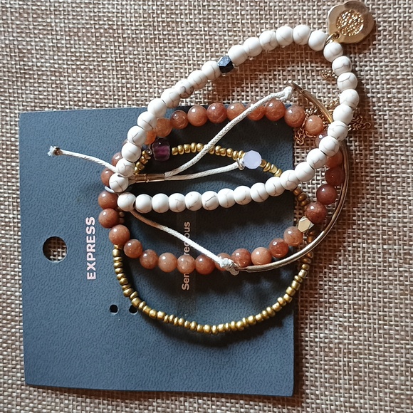 Express | Jewelry | Nwt Express 4 Pc Semi Precious Neutral Bracelet Set ...
